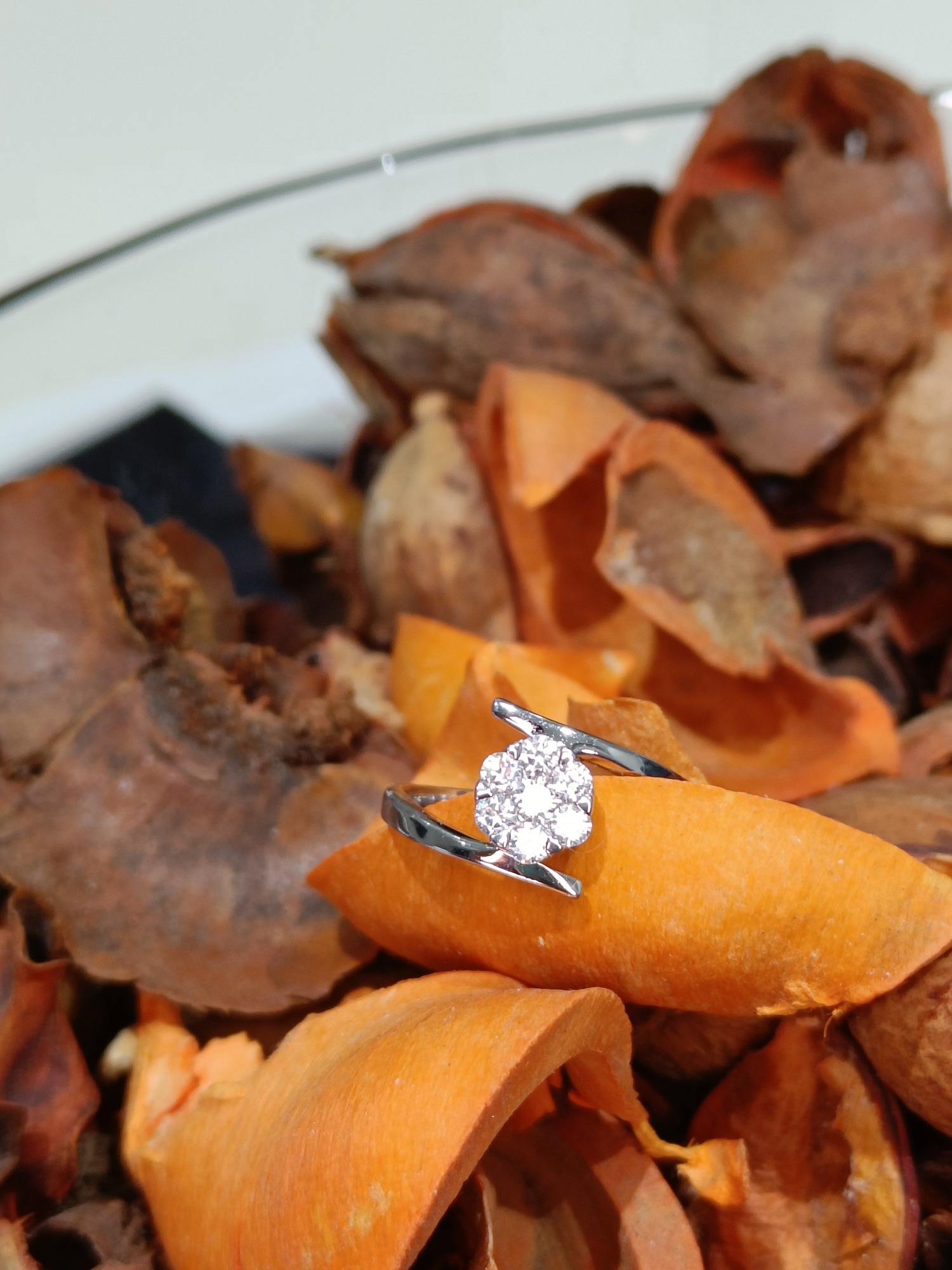 7 Stone Flower Ring - Unique Floral Ring India